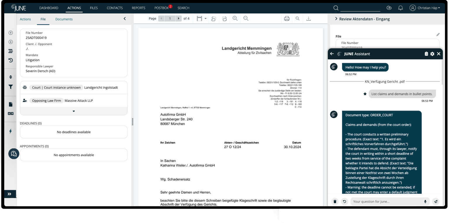 JUNE – AI-Powered Legal Workflow Automation